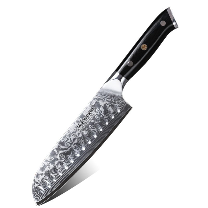 OEM 7” Hollow-Ground Santoku All-Purpose Kitchen Knife VG-10 Blade ...