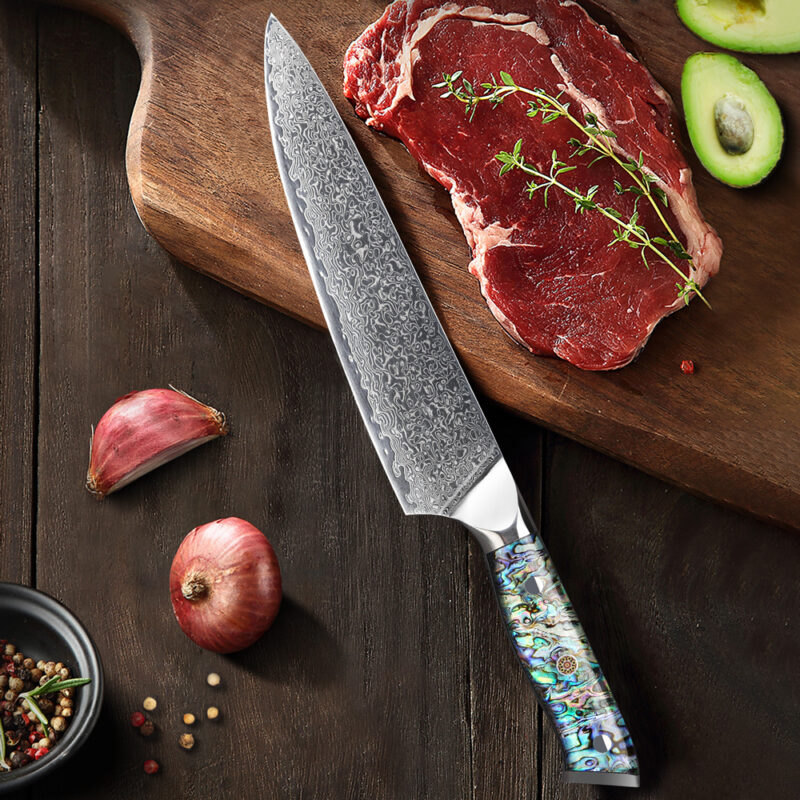 Best Chef Knife VG10 Damascus Steel Chef Knife With Abalone Shell Resin ...
